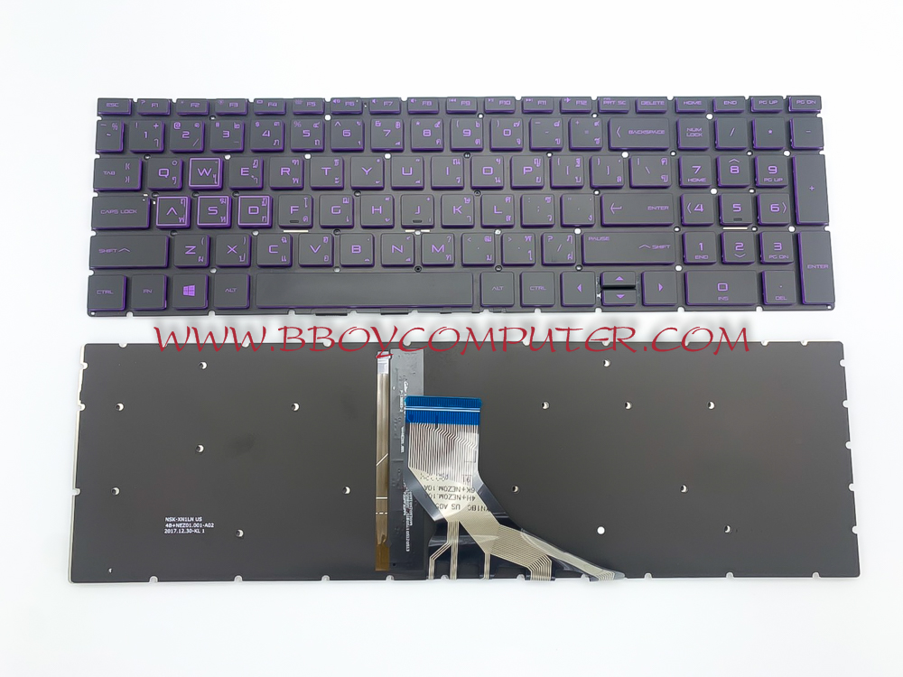HP Keyboard คีย์บอร์ด HP 15-DA 15-DB 15-CX ไทย อังกฤษ สีม่วง มีไฟ ...