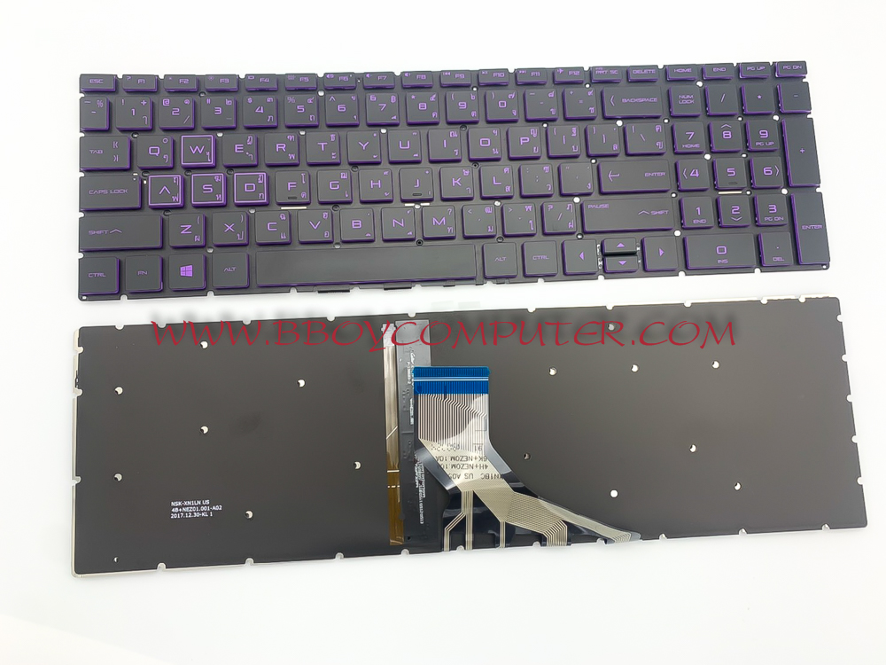 HP Keyboard คีย์บอร์ด HP 15-DA 15-DB 15-CX ไทย อังกฤษ สีม่วง มีไฟ ...